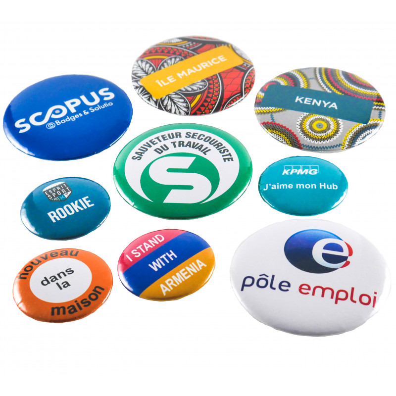 badge bouton rond personnalisable 37 et 58mm délai express